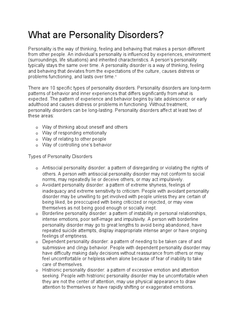 Understanding Personality Disorders | PDF | Personality Disorder ...