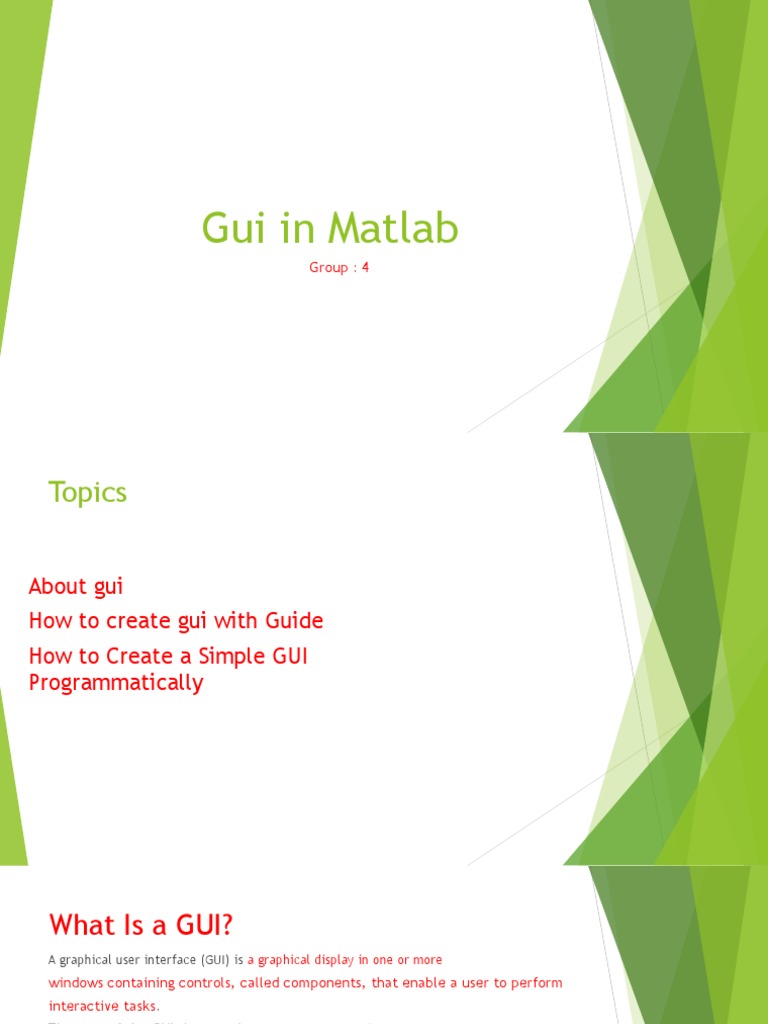 Gui in Matlab: Group: 4 | PDF | Graphical User Interfaces | Matlab