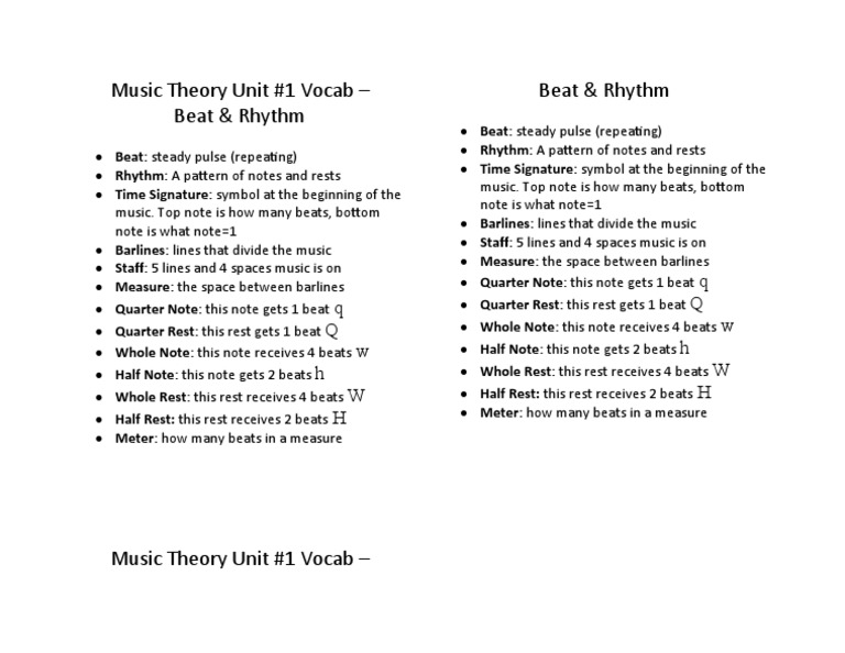 Music Theory Beat Rhythm Vocab Guide | PDF