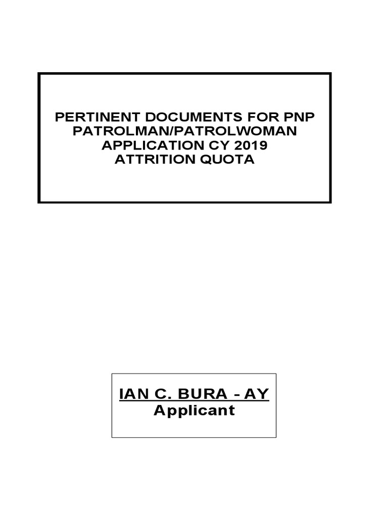 Pertinent Documents For PNP Patrolman. Front Page | PDF