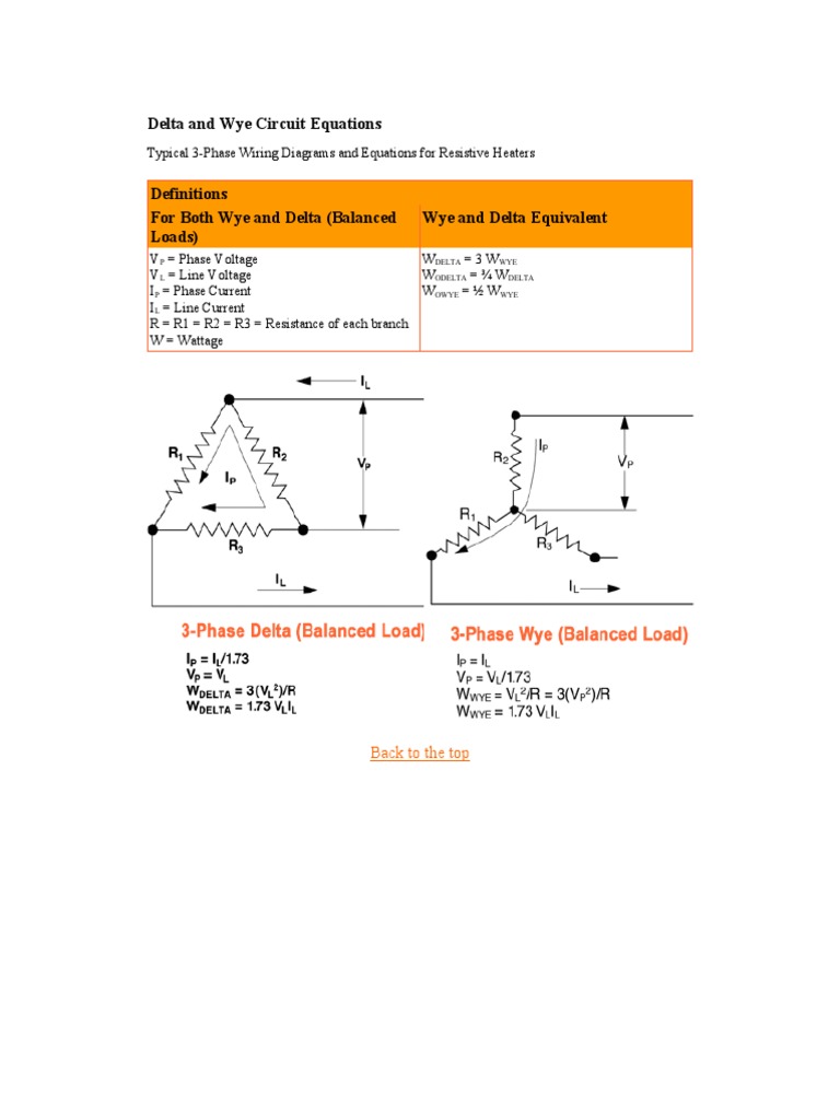 Delta and Wye Circuit Equations | PDF