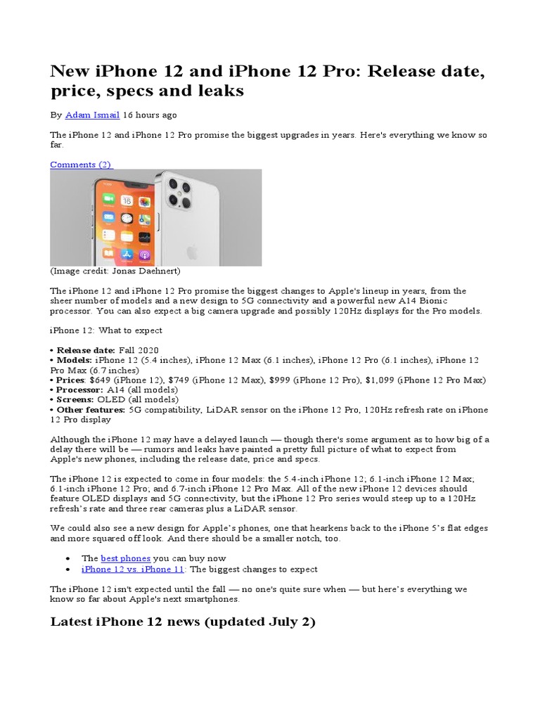 New Iphone 12 and Iphone 12 Pro | PDF | I Phone | Apple Inc.