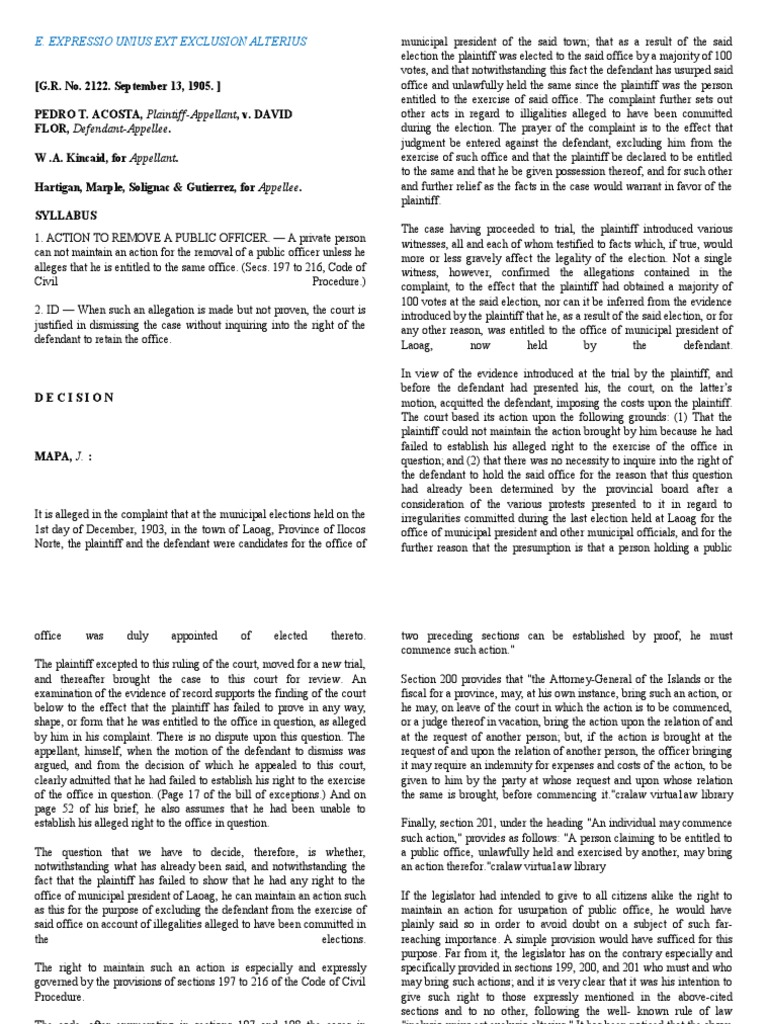 Expressio Unius Est Exclusio Alterius | PDF | Complaint | Taxes