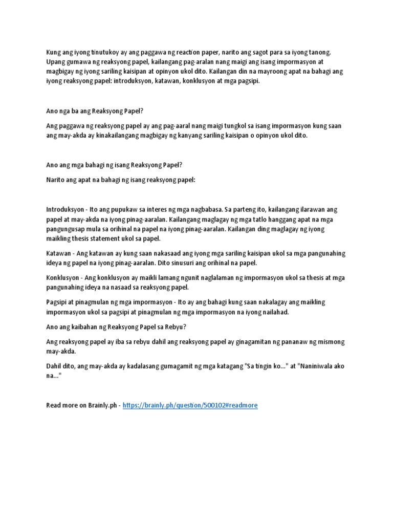 Reaksyong Papel | PDF