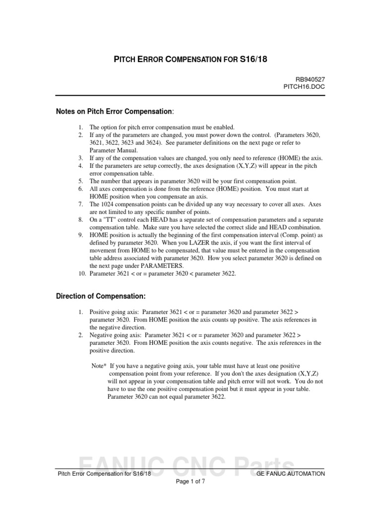 Pitch Error Compensation For Fanuc | PDF | Interval (Mathematics ...