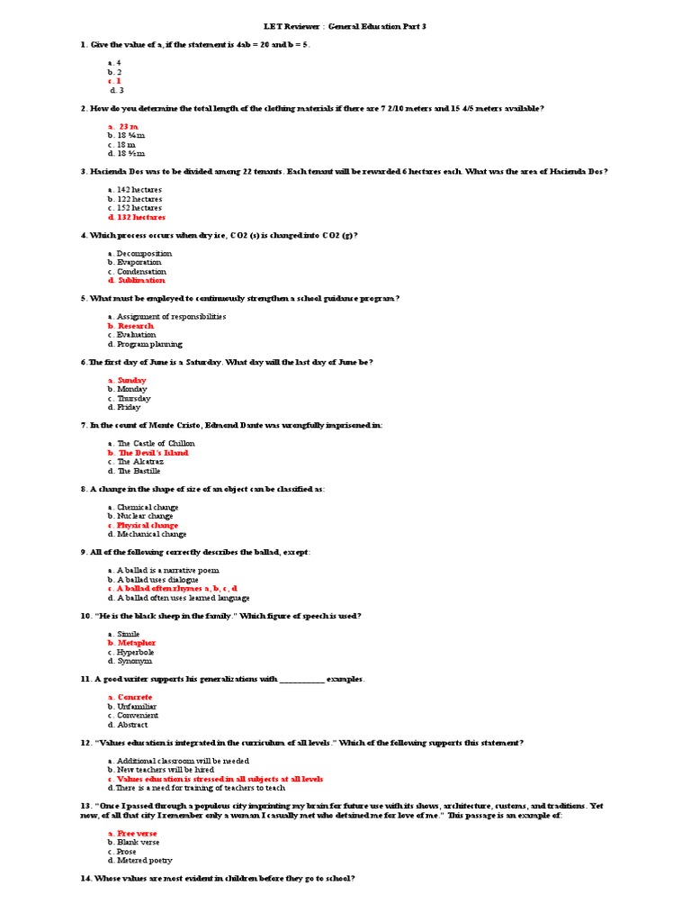LET General Education Reviewer 2025 | PDF | Noise | Decibel