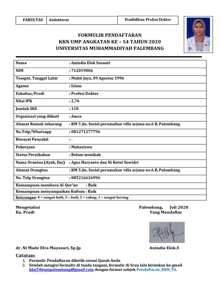 Formulir Pendaftaran KKN 54 Ump PDF | PDF