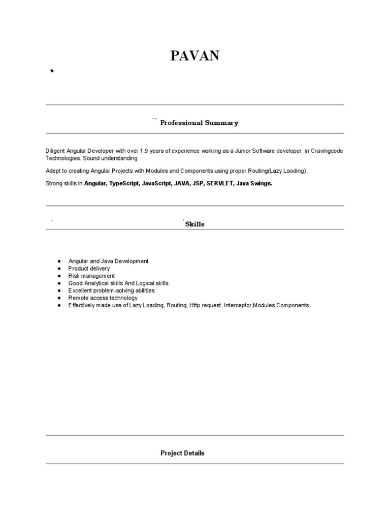 Pavan: Professional Summary | PDF | Java Servlet | Java Server Pages