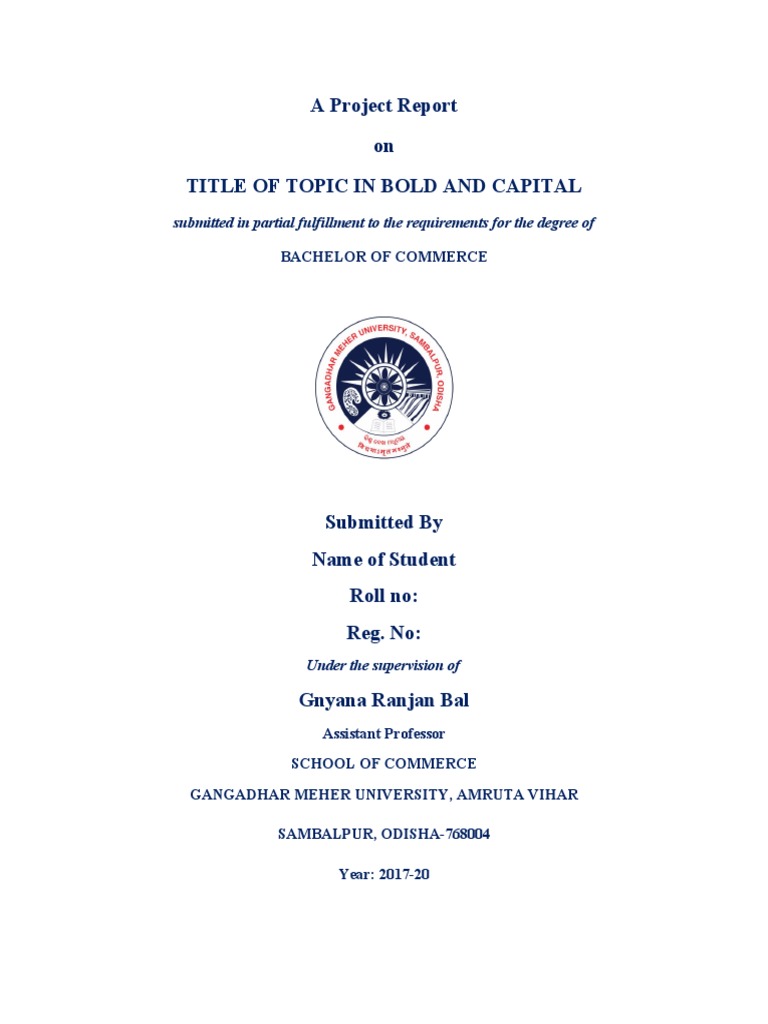 A Project Report On Title of Topic in Bold and Capital | PDF