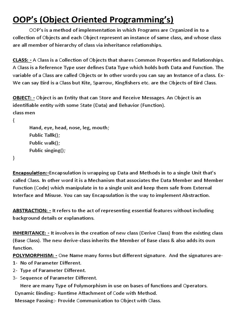 Oops Object Oriented Programmings Pdf Inheritance Object Oriented Programming Class
