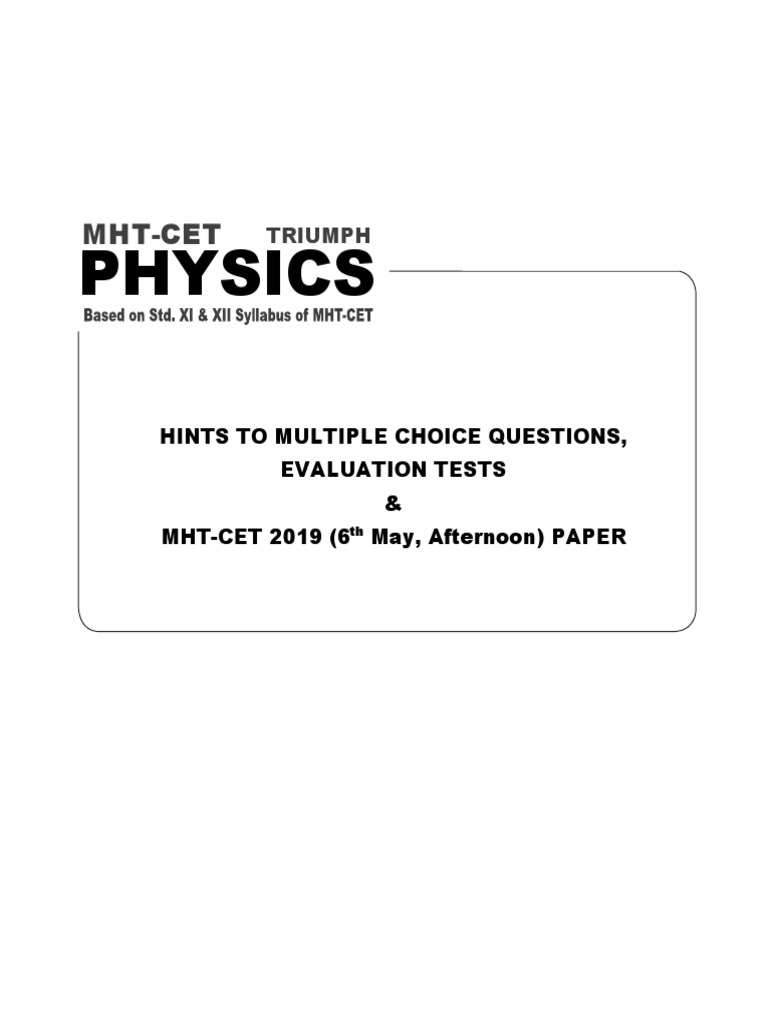 MHT Cet Physics Triumph STD 11th and 12th MCQ Hints1561551900 - PDF | PDF | Volt | Waves