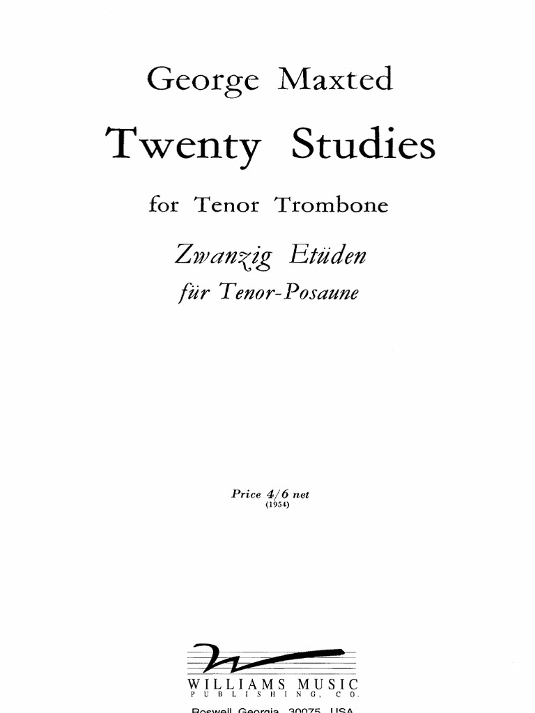 George Maxted 20 Studies For Tenor Trombone PDF | PDF