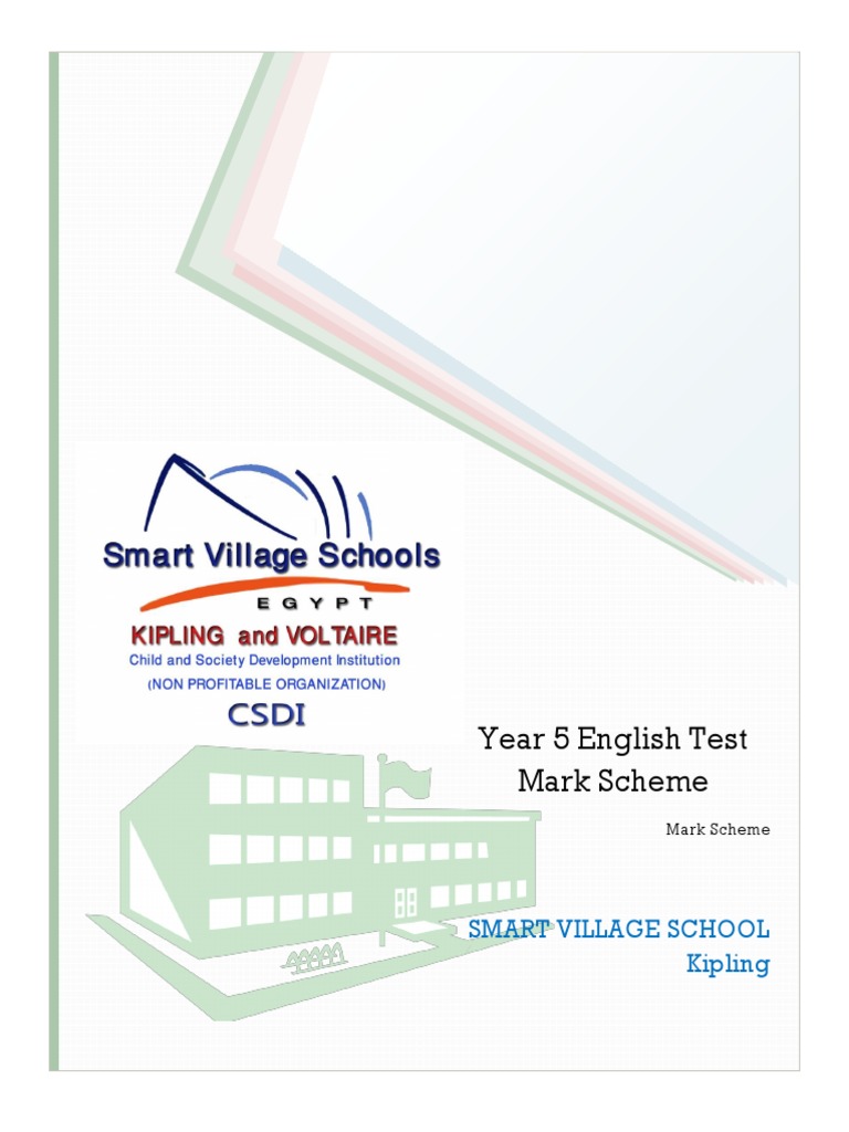 Entrance Into Year 5 Writing and Reading Mark Scheme and Levels | PDF ...