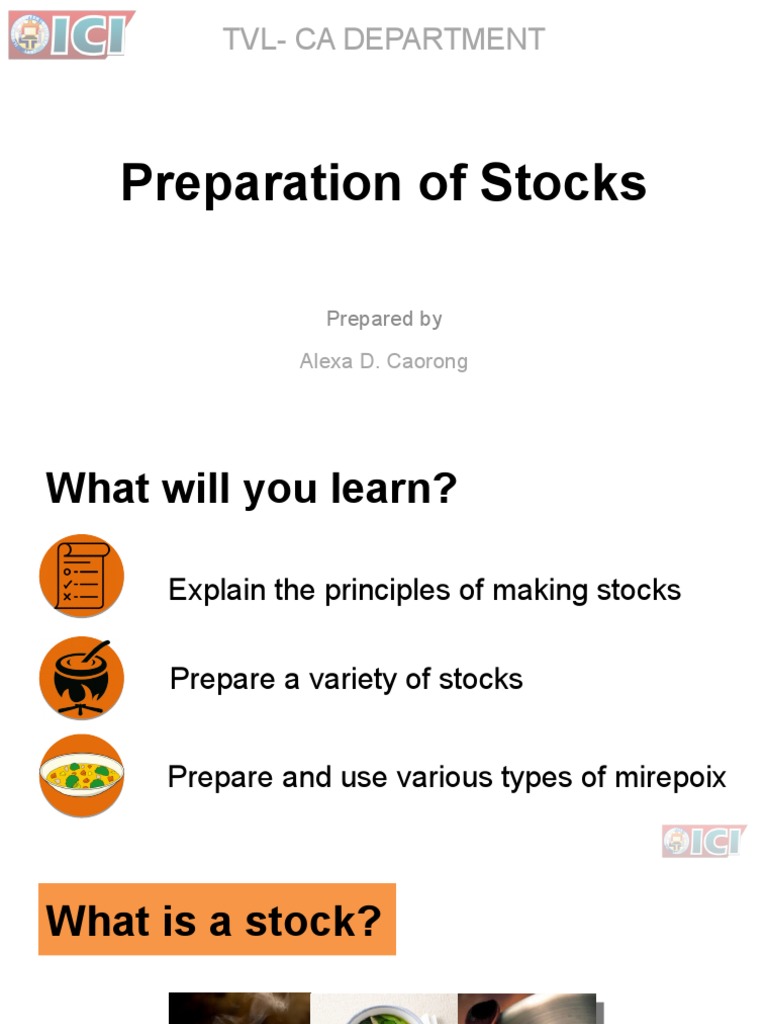 Preparation of Stocks: Tvl-Ca Department | PDF