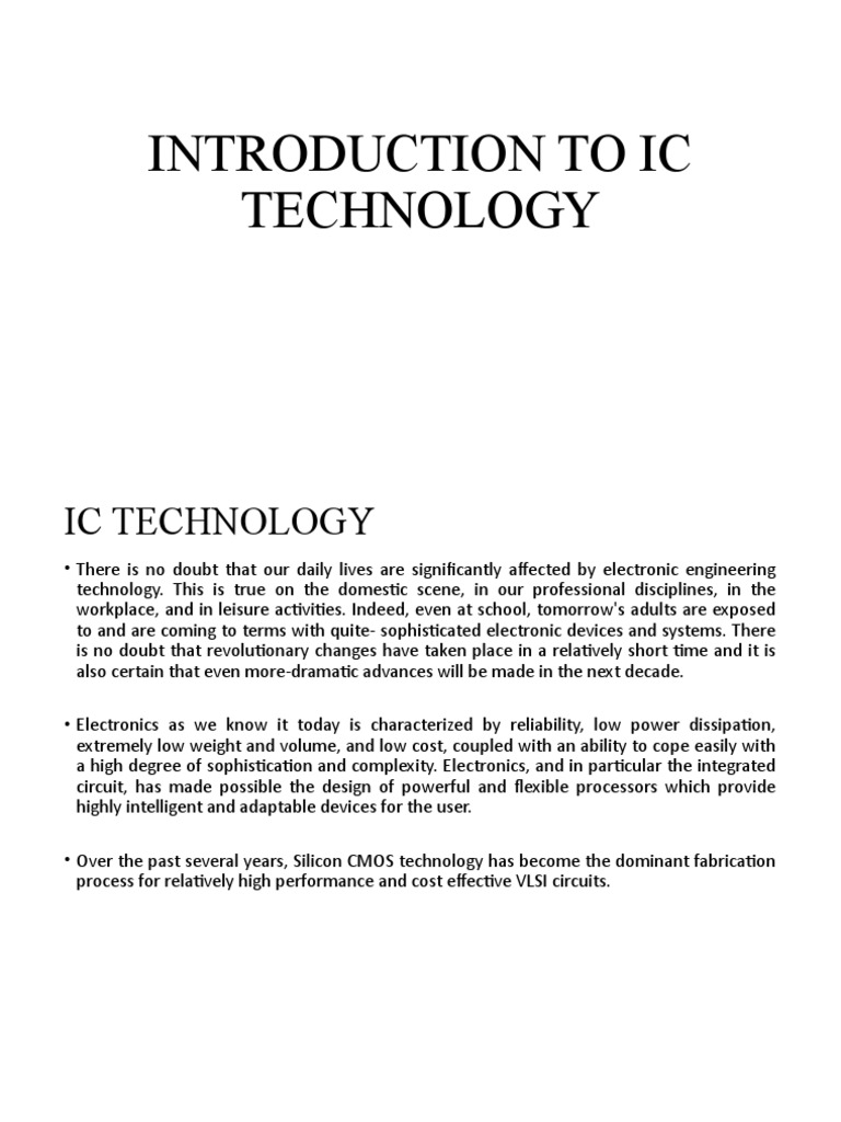 Introduction To Ic Technology | PDF | Mosfet | Field Effect Transistor
