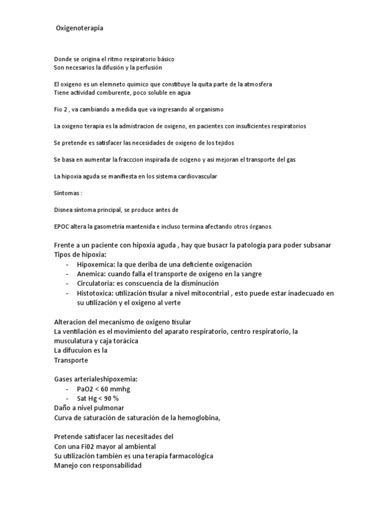 Clase de Oxigenoterapia | PDF | Hipoxia (médica) | Sistema respiratorio