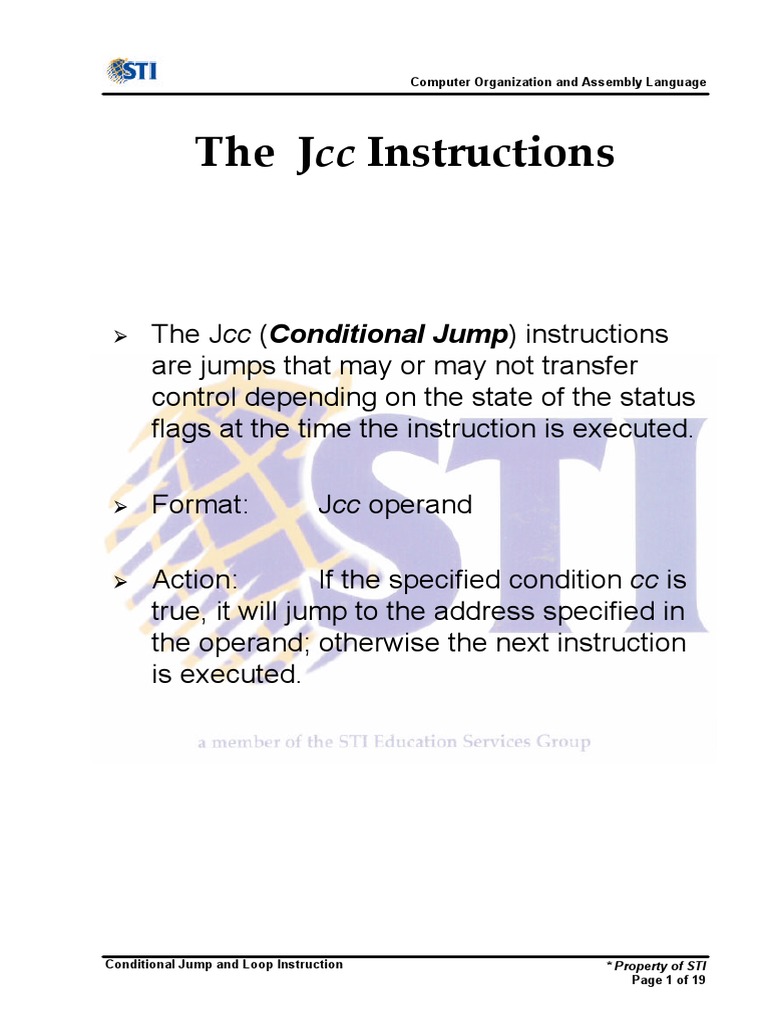 The JCC Instructions: Computer Organization and Assembly Language | PDF ...