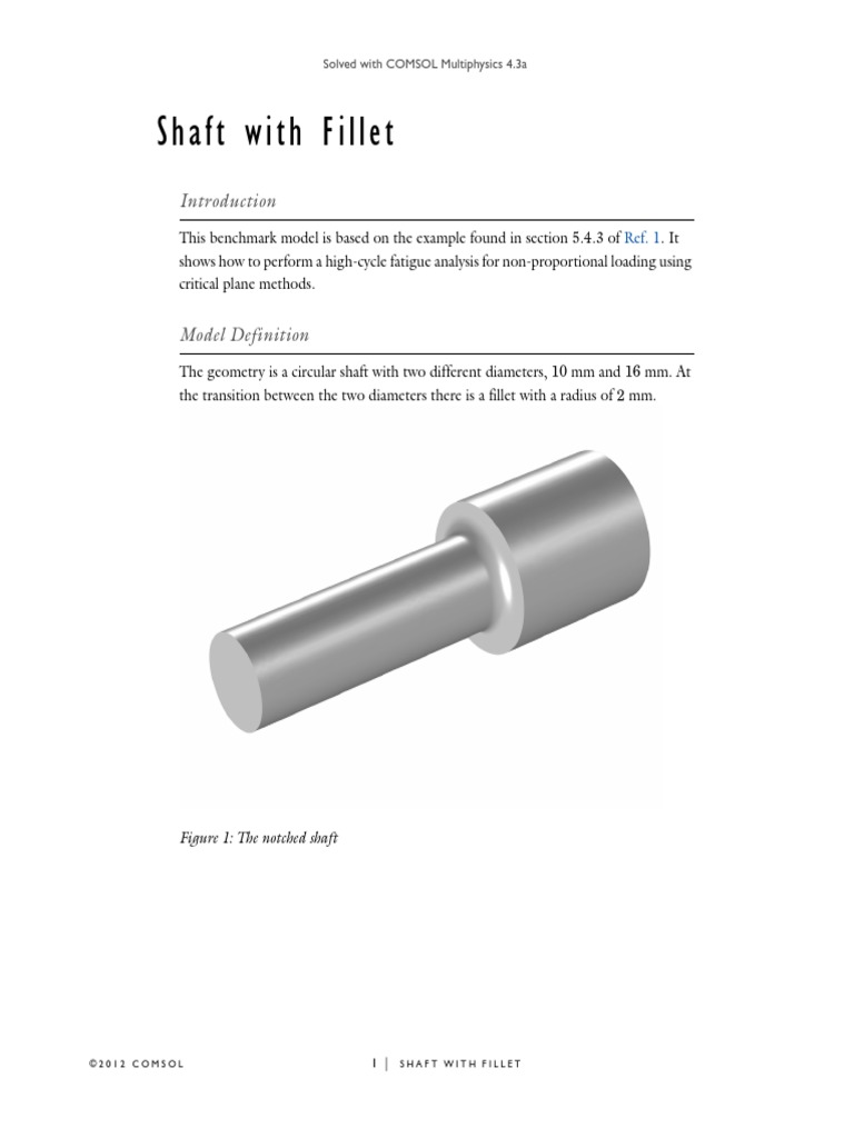 Shaft With Fillet: Solved With COMSOL Multiphysics 4.3a | PDF | Stress ...