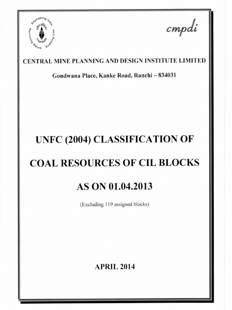 UNFC Classification of Coal Resources of CIL Coal Blocks 2004 - Dated ...