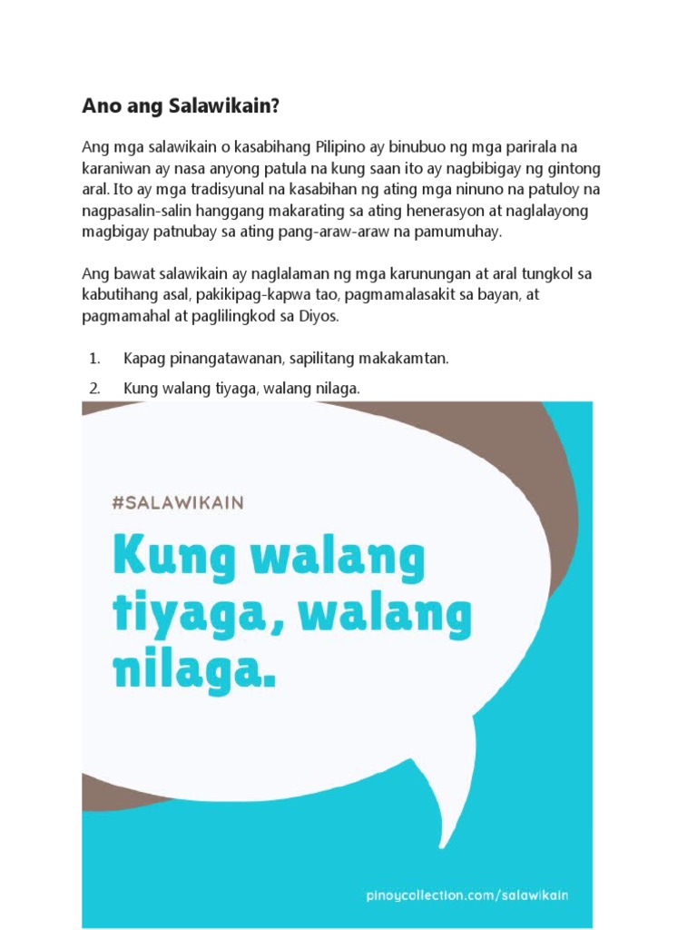 Ano Ang Salawikain | PDF