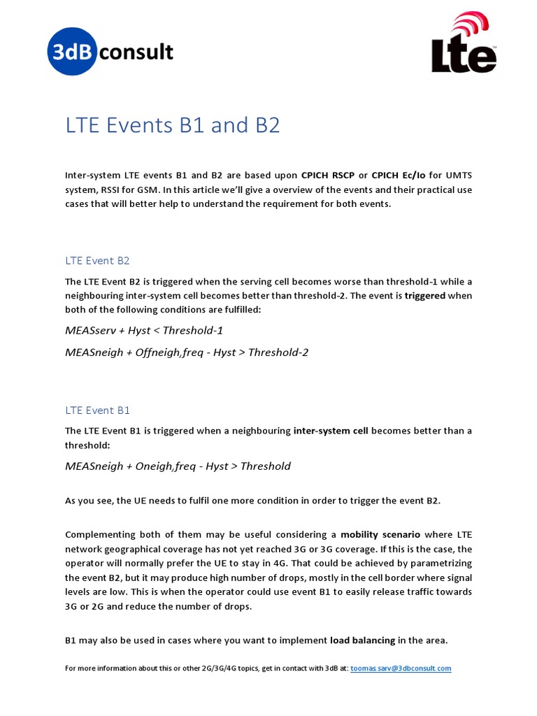 3dB LTE Events B1B2 | PDF | Lte (Telecommunication) | 3 G
