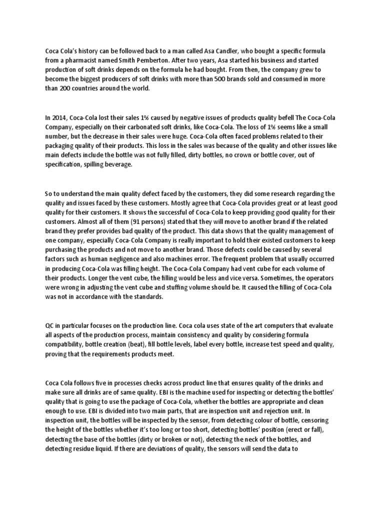 Coca Cola Quality | PDF | Coca Cola | Business