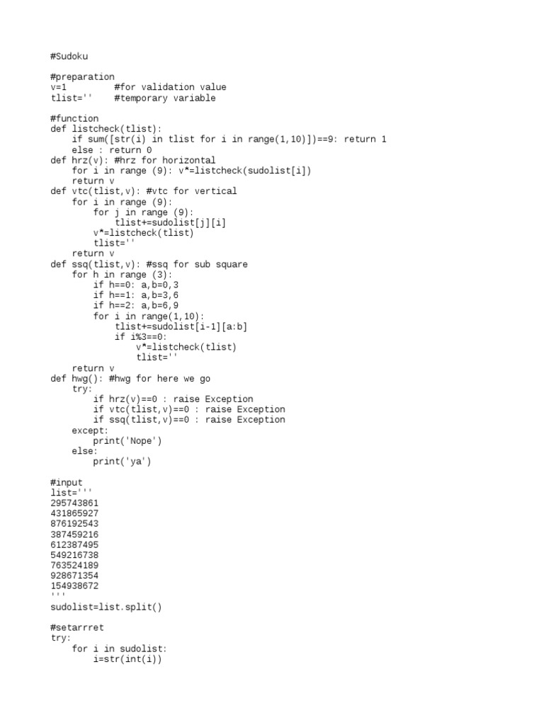 Python Sudoku Checker | PDF