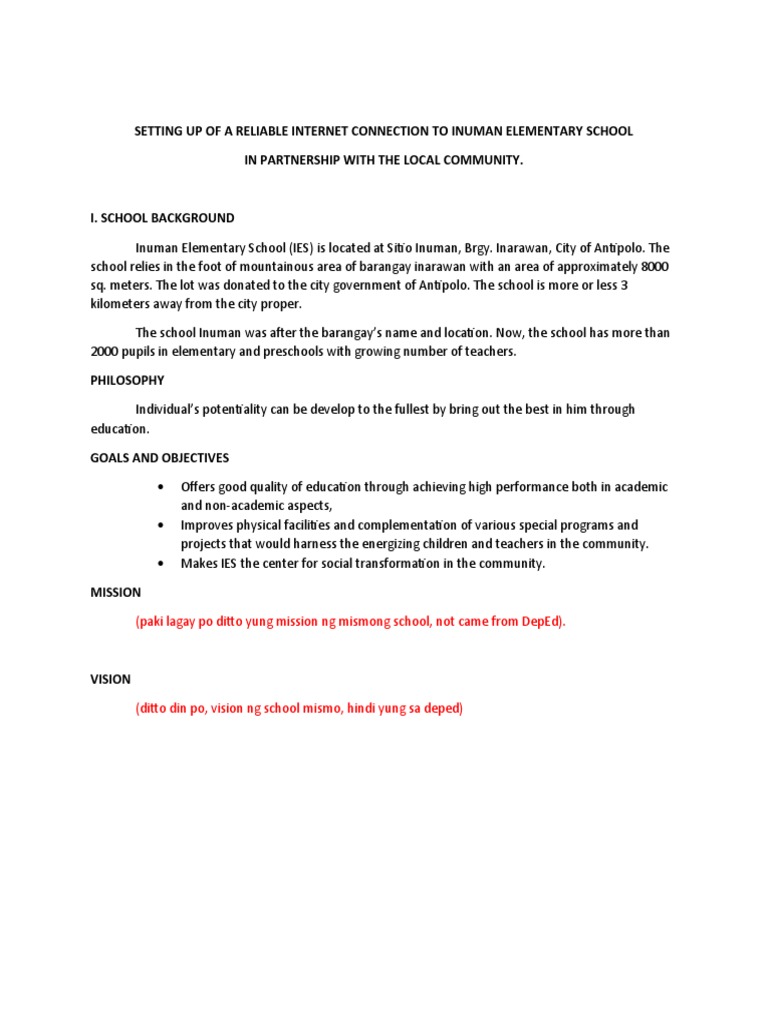 Setting Up of A Reliable Internet Connection To Inuman Elementary ...