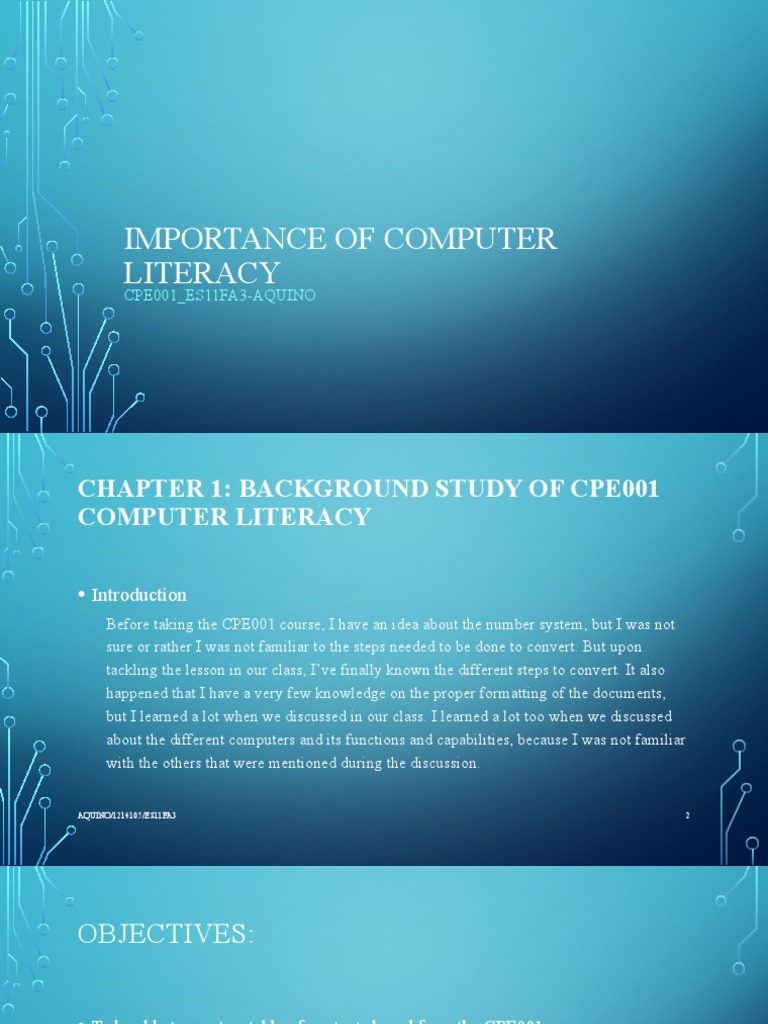 Importance of Computer Literacy: CPE001 - ES11FA3-AQUINO | PDF | Word ...