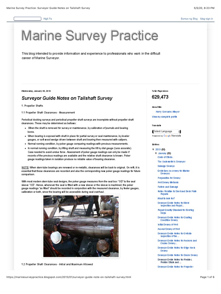 Marine Survey Practice: Surveyor Guide Notes On Tailshaft Survey ...