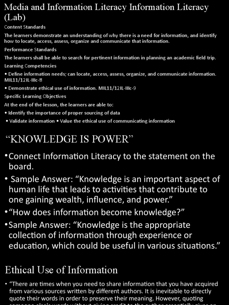 Mil 5 | PDF | Information Literacy | Fair Use