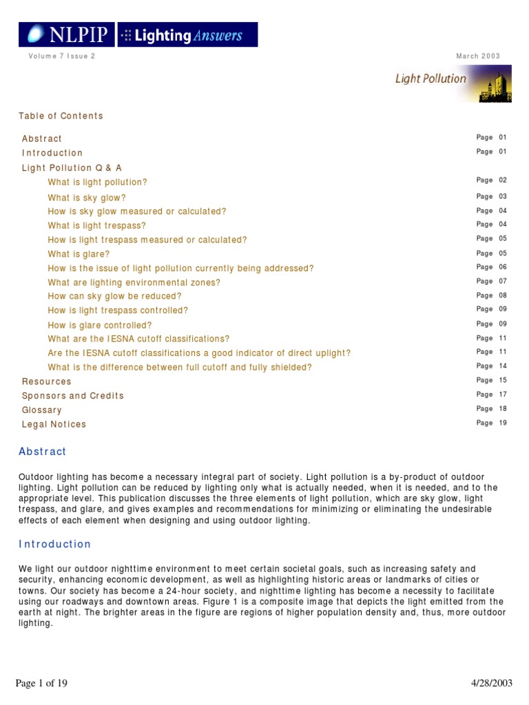 Light Pollution | PDF | Lighting | Sky
