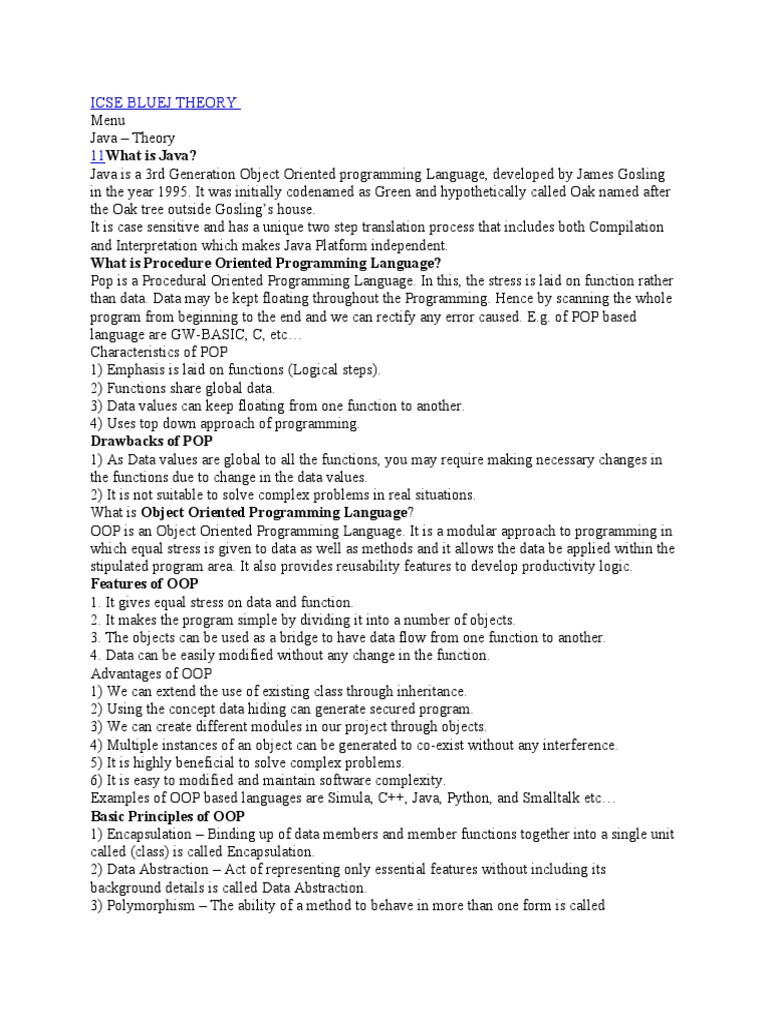 Icse Bluej Theory | PDF | Constructor (Object Oriented Programming) | Programming