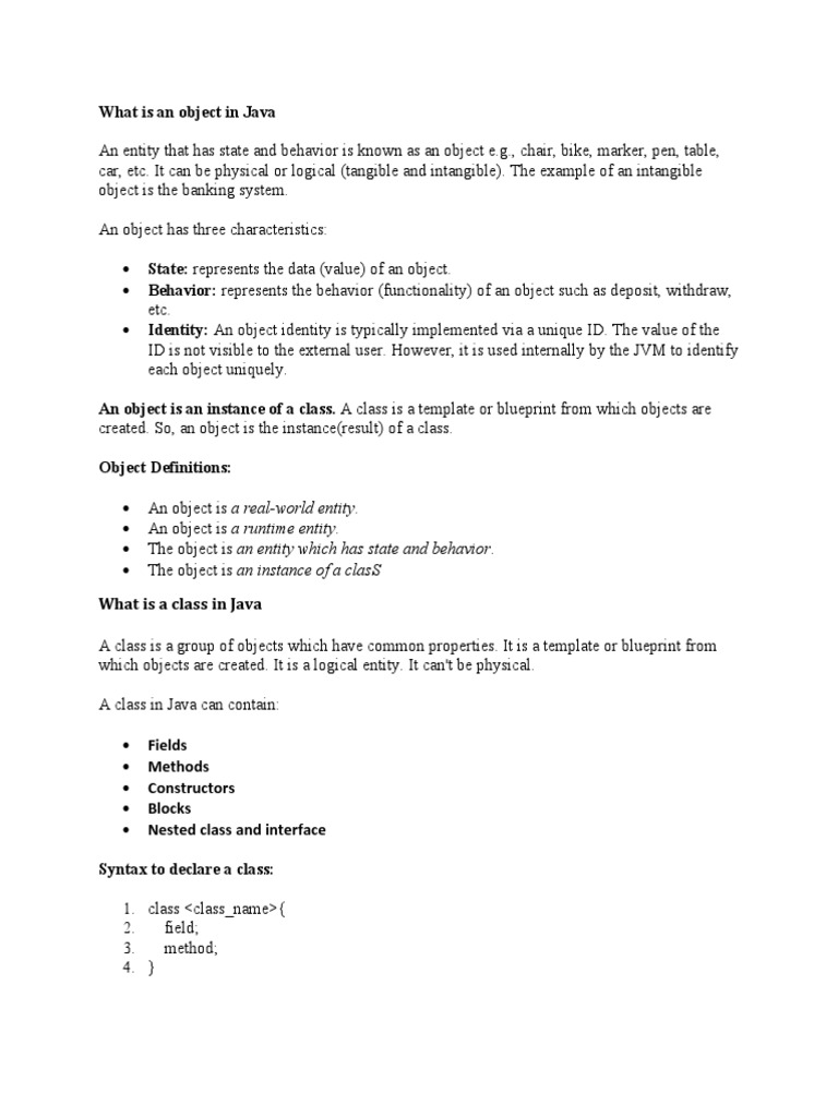 What Is An Object In Java Pdf Class Computer Programming Object Computer Science 6437