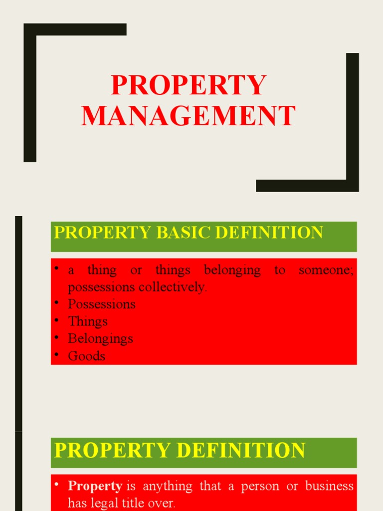Overview of Property Management Concepts | PDF | Property Management ...