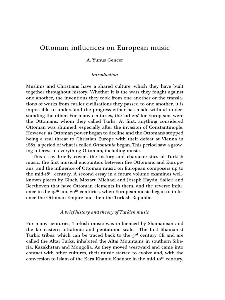 Ottoman Influences On European Music | PDF | Ottoman Empire | Turkey