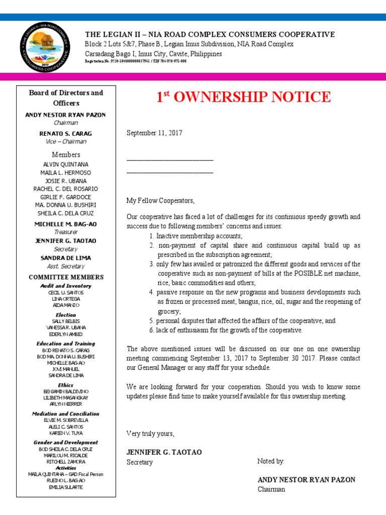 Notice To Members | PDF | Business