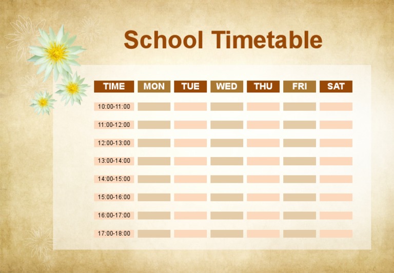 School Timetable: Time MON TUE WED THU FRI SAT | PDF