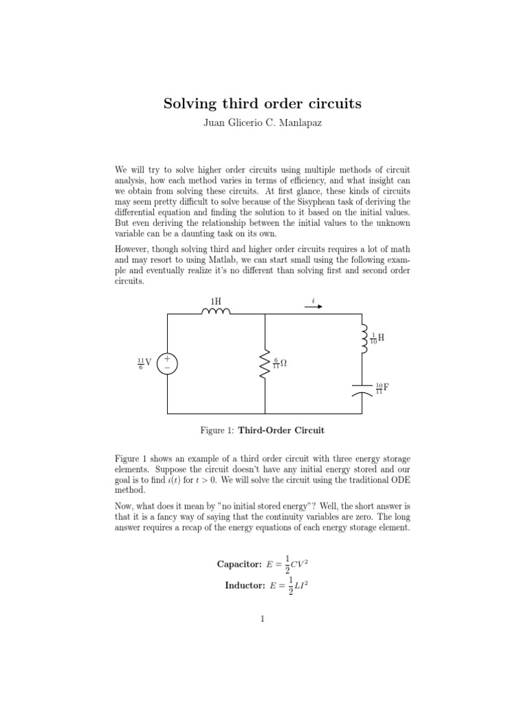 Third Order Circuits | PDF | Electrical Network | Physics