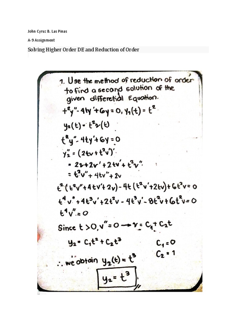 Solving Higher Order De And Reduction Of Order Pdf