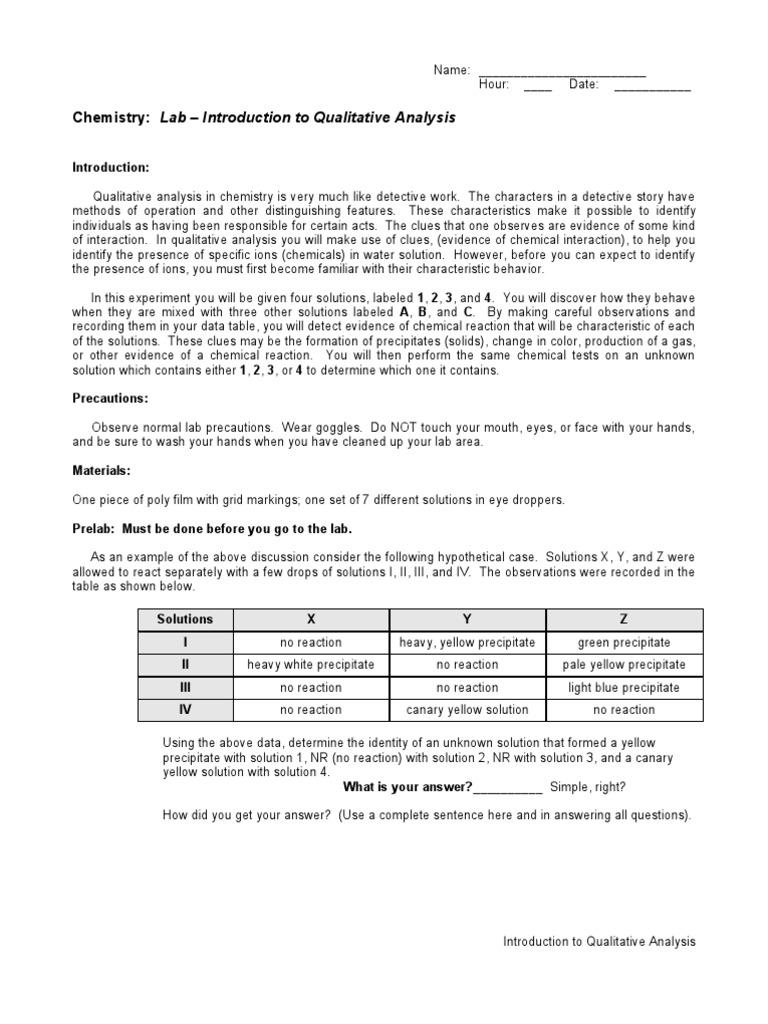 Introduction To Qualitative Analysis | PDF | Precipitation (Chemistry ...