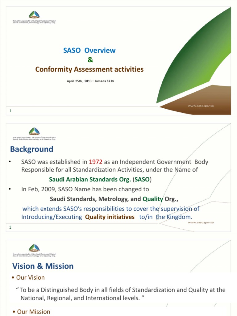 SASO Overview: Conformity Assessment Activities | PDF | Refrigerator ...