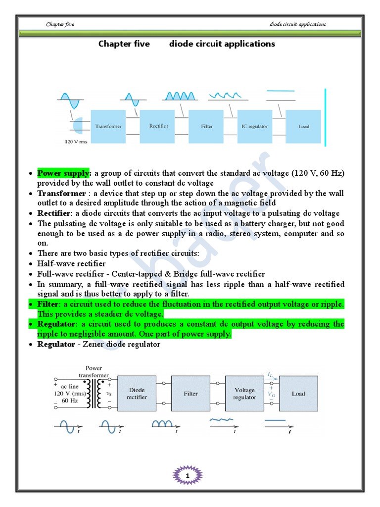 Chapter Five Diode Circuit Applications | PDF | Rectifier | Diode