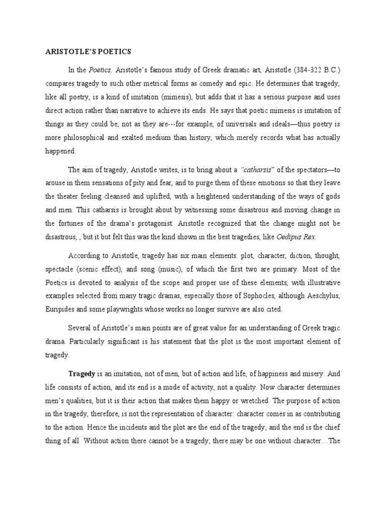 Aristotle's Poetics: An Analysis of the Elements, Structure, and ...
