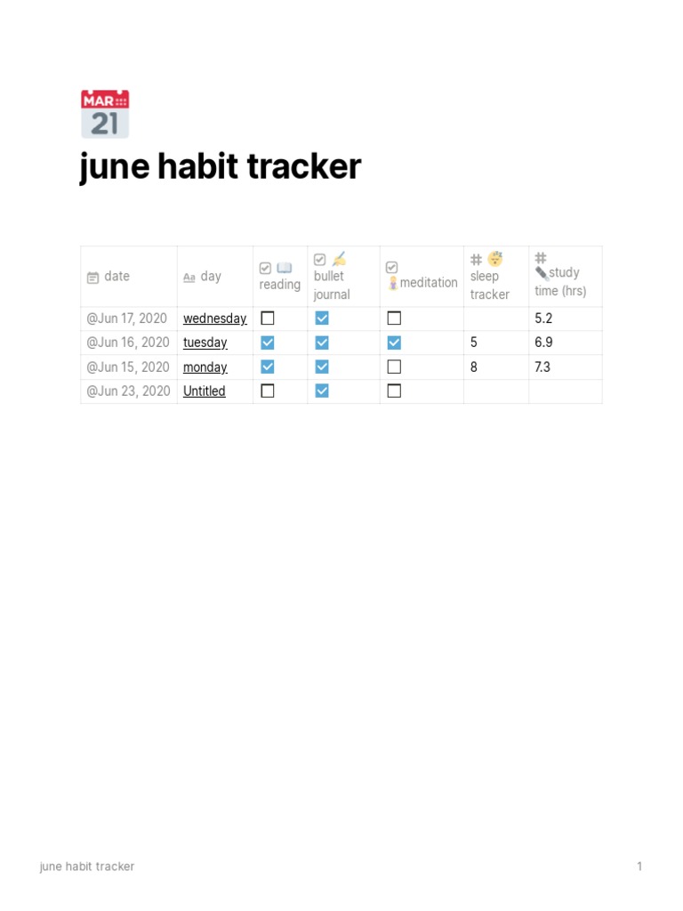 June Habit Tracker PDF | PDF