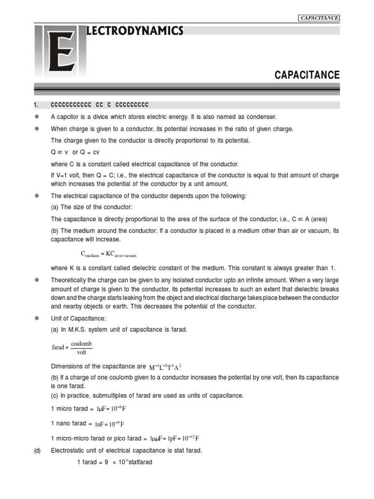 Xii CH 2 Ex Capacitance PDF | PDF | Dielectric | Capacitor