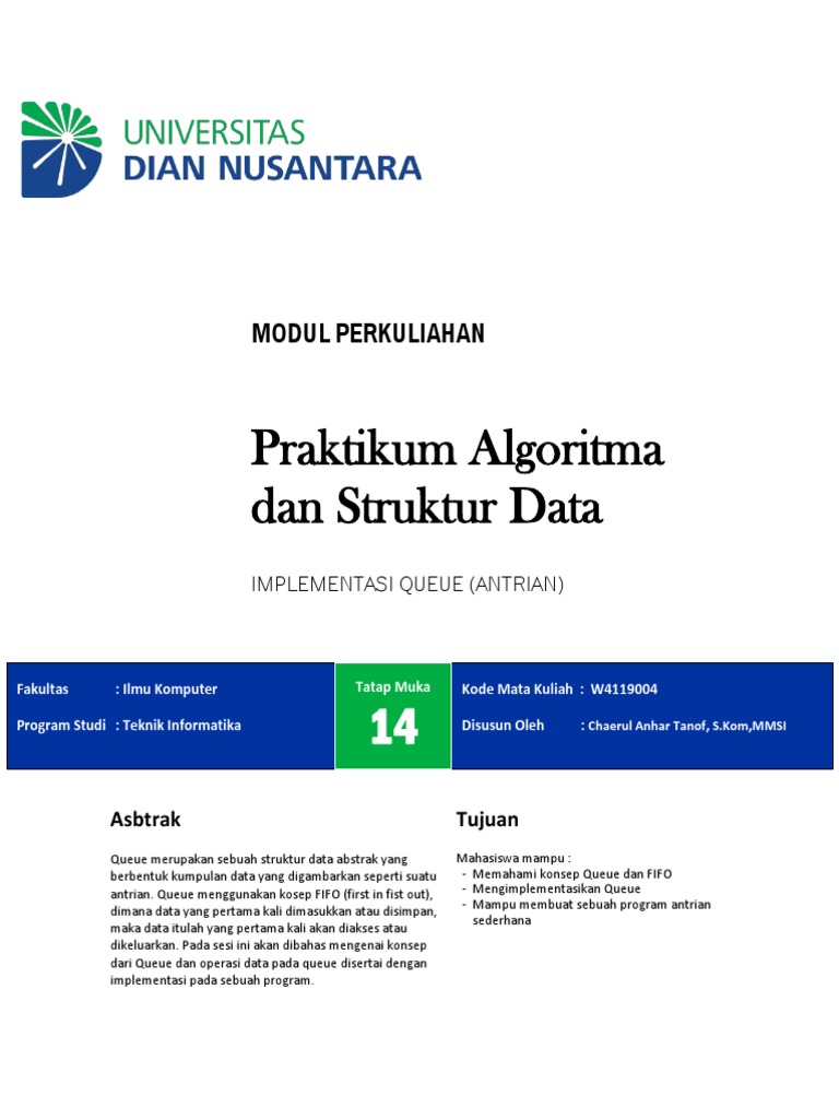 Implementasi Queue dalam Praktikum Data | PDF | Teknologi & Rekayasa