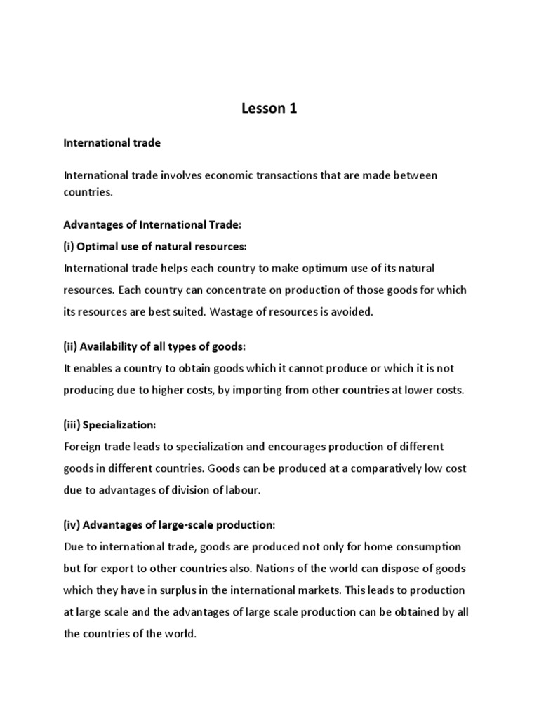Lesson 1 | PDF | Trade | International Trade