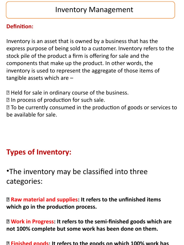 Inventory Management: Definition | PDF | Inventory | Goods