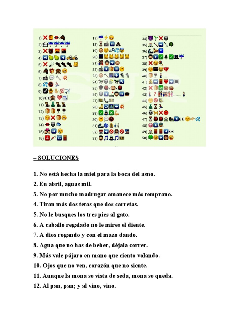 Refranes Populares con Emojis y Significado | PDF